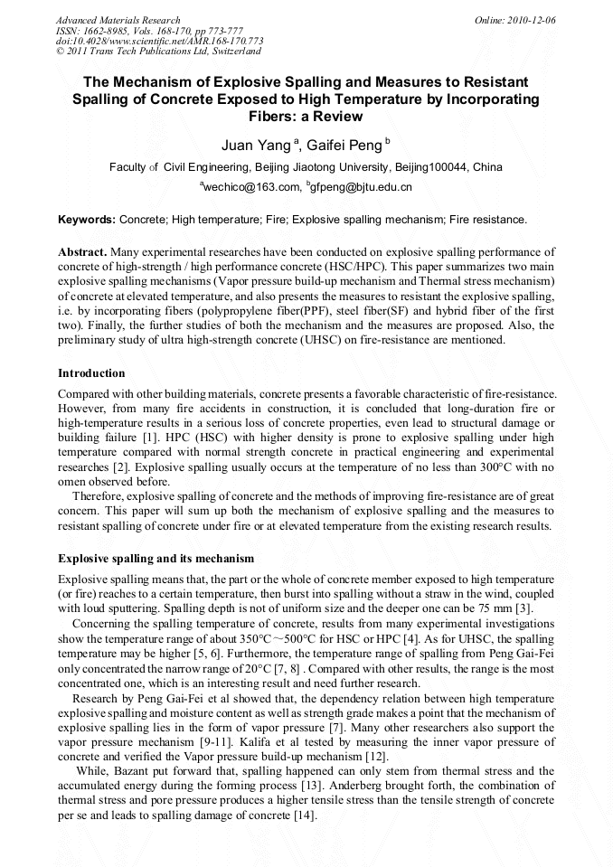 The Mechanism of Explosive Spalling and Measures to Resistant Spalling ...