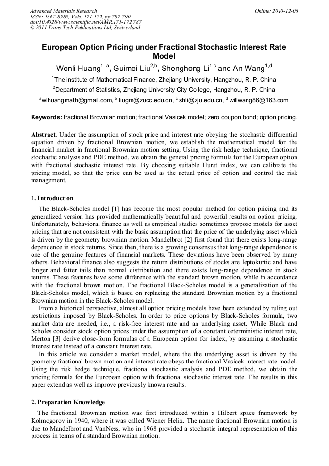 European Option Pricing under Fractional Stochastic Interest Rate Model ...