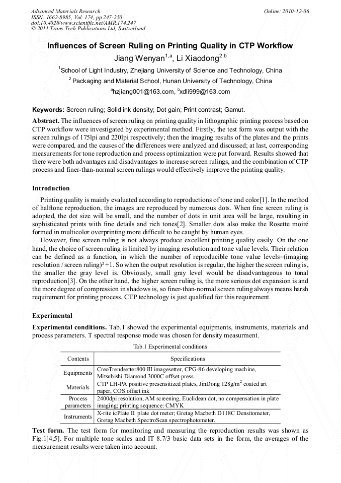 Influences of Screen Ruling on Printing Quality in CTP Workflow ...