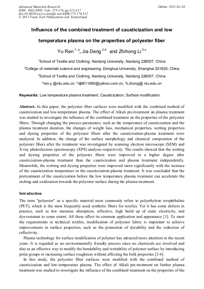 Influence of the Combined Treatment of Causticization and Low ...