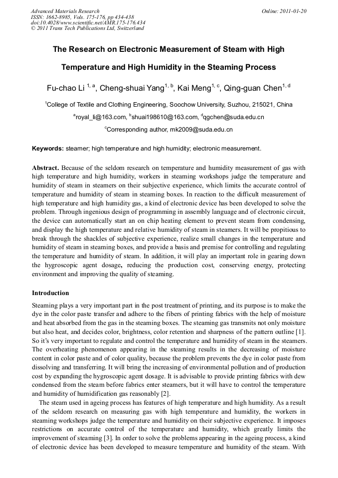 The Research on Electronic Measurement of Steam with High Temperature ...