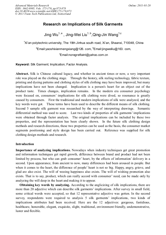 Research on Implications of Silk Garments | Scientific.Net