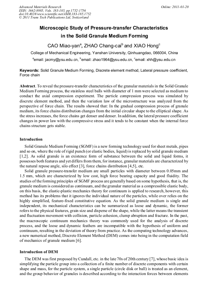 Microscopic Study of Pressure-Transfer Characteristics in the Solid ...