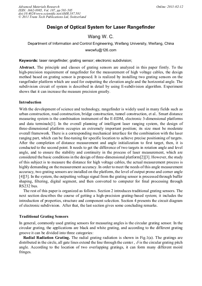 Design of Optical System for Laser Rangefinder | Scientific.Net