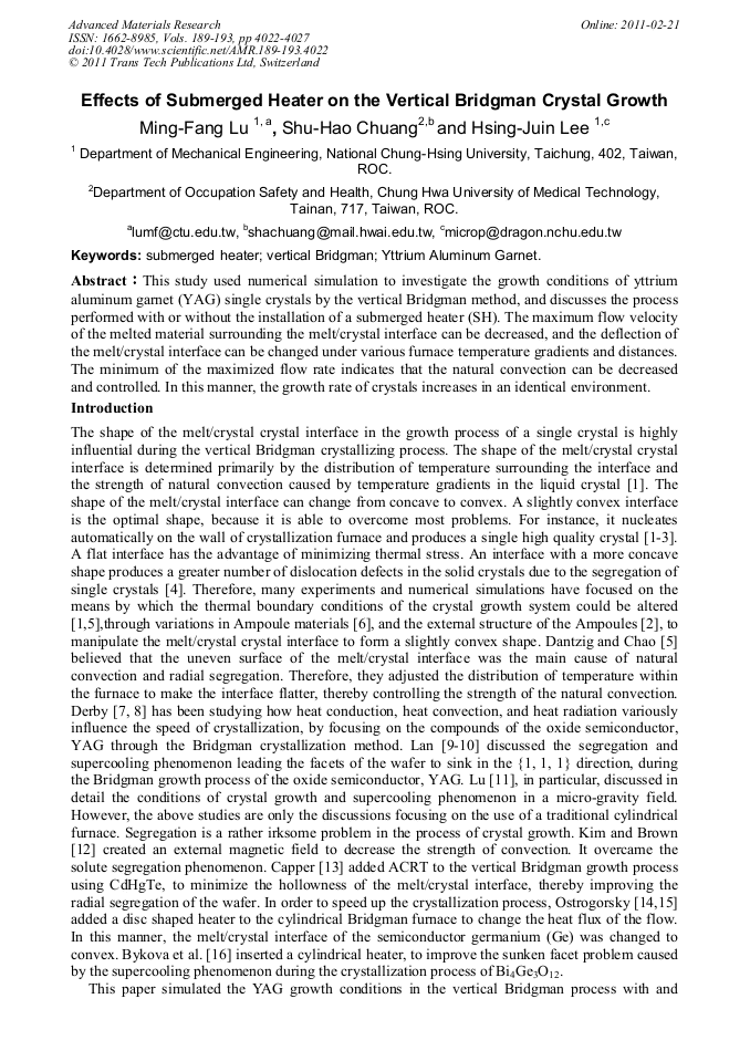 Effects of Submerged Heater on the Vertical Bridgman Crystal Growth ...