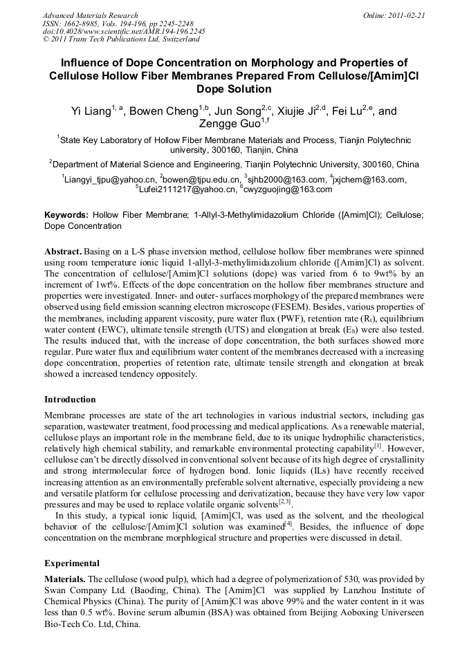 Influence of Dope Concentration on Morphology And Properties of ...