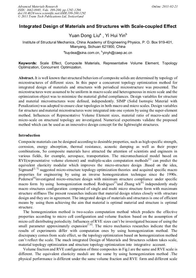 Integrated Design of Materials and Structures with Scale-Coupled Effect ...