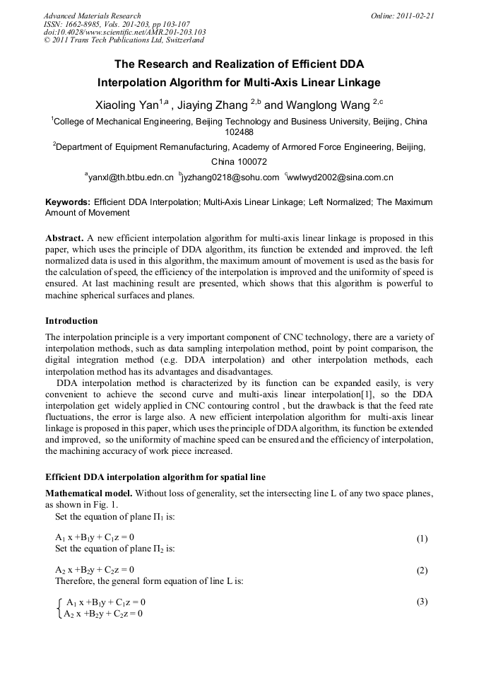 The Research and Realization of Efficient DDA Interpolation Algorithm ...