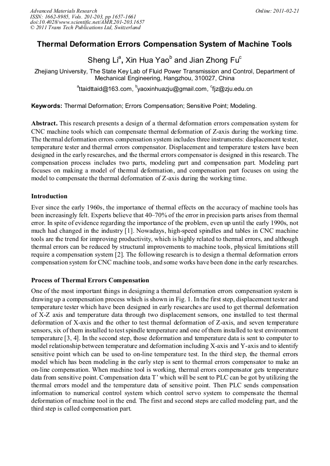 Thermal Deformation Errors Compensation System of Machine Tools ...