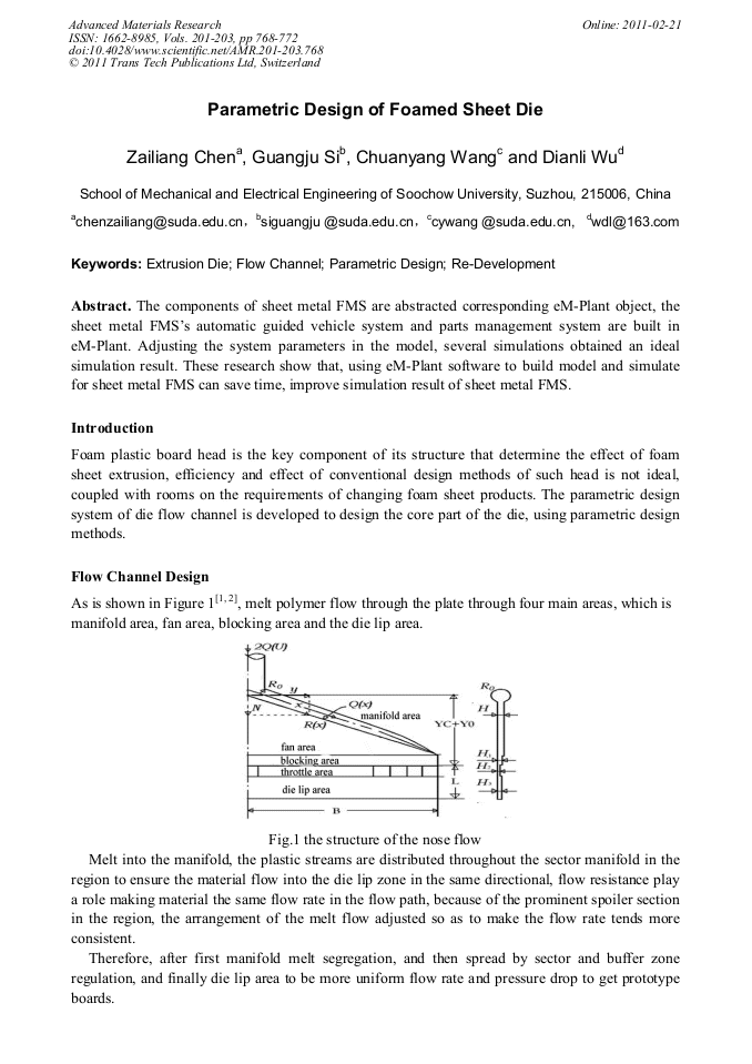 Parametric Design of Foamed Sheet Die | Scientific.Net