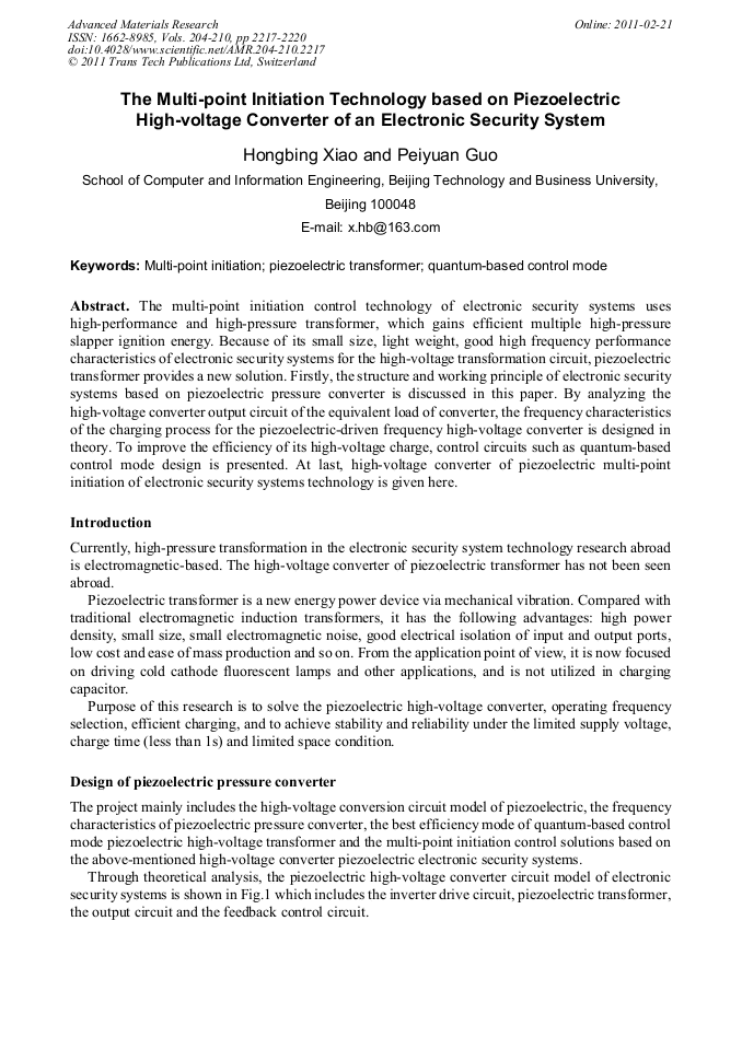 The Multi-Point Initiation Technology Based on Piezoelectric High ...