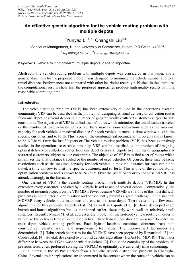 An Effective Genetic Algorithm for the Vehicle Routing Problem with ...