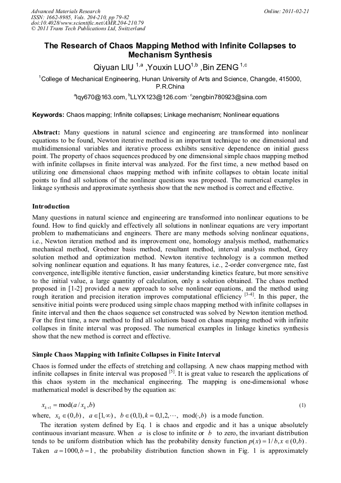 The Research of Chaos Mapping Method with Infinite Collapses to ...