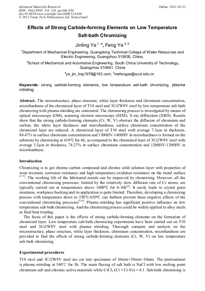 Effects of Strong Carbide-Forming Elements on Low Temperature Salt-Bath ...