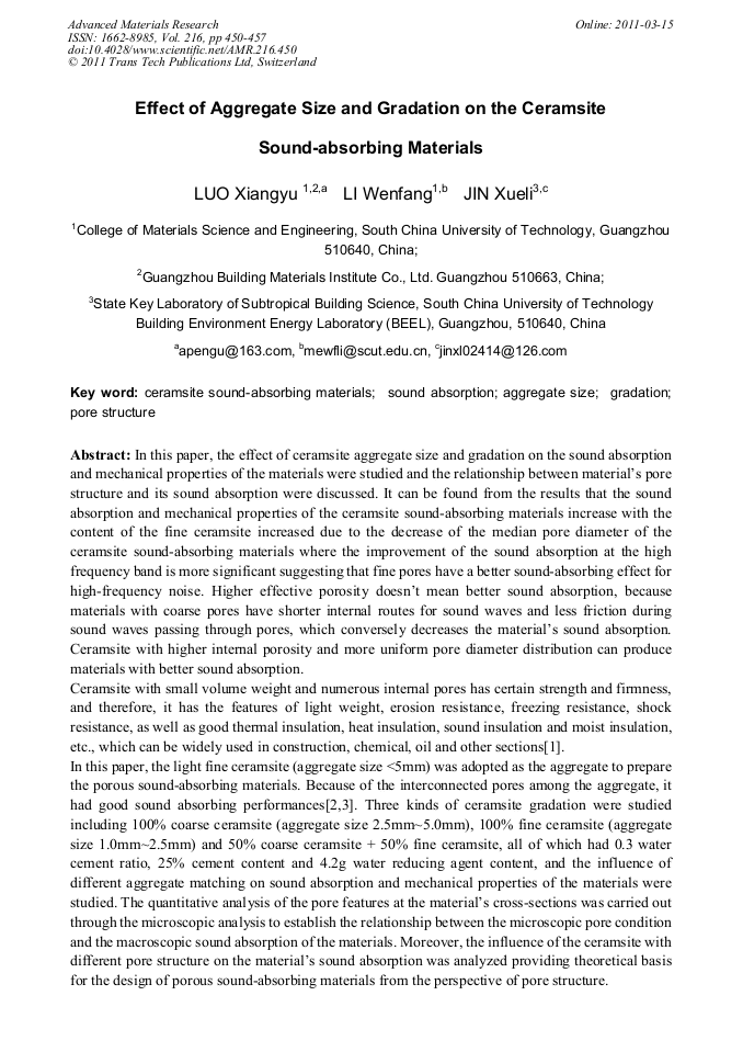 Effect of Aggregate Size and Gradation on the Ceramsite Sound-Absorbing ...