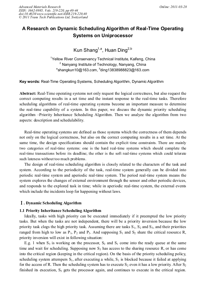 A Research On Dynamic Scheduling Algorithm Of Real Time Operating Systems On Uniprocessor