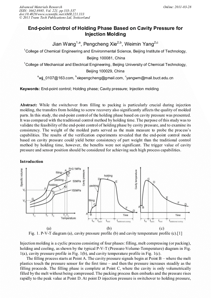 End-Point Control of Holding Phase Based on Cavity Pressure for ...