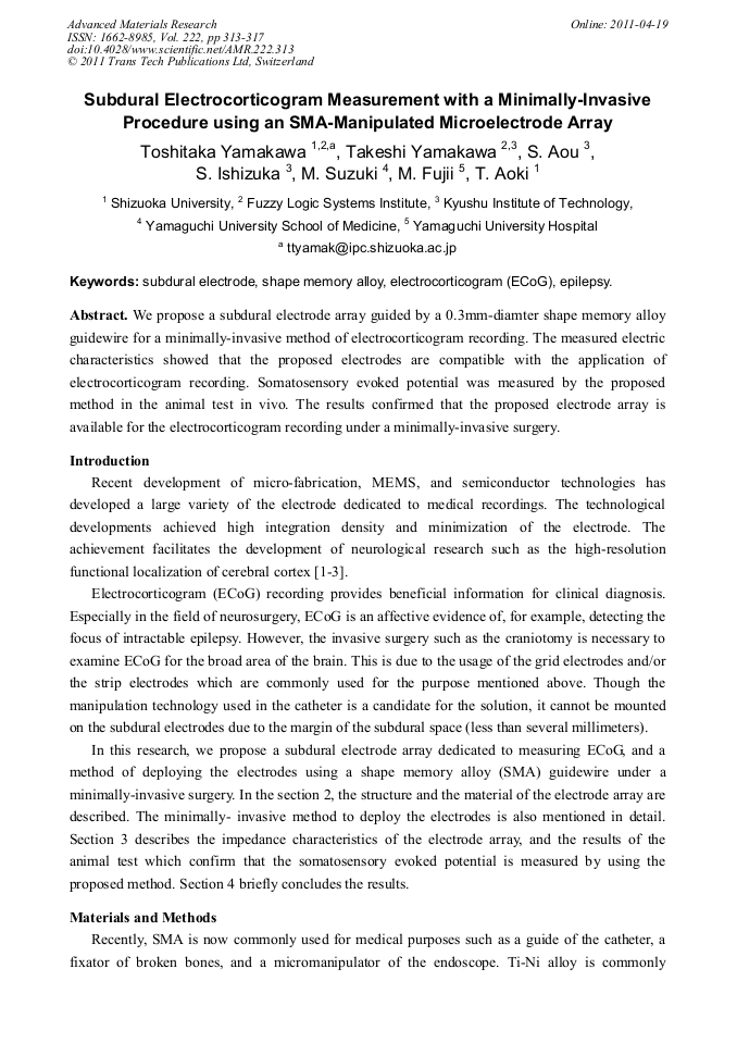 Subdural Electrocorticogram Measurement with a Minimally-Invasive ...