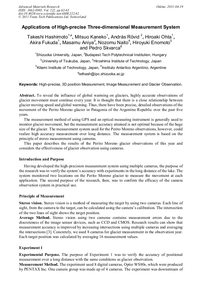 Applications of High-Precise Three-Dimensional Measurement System ...