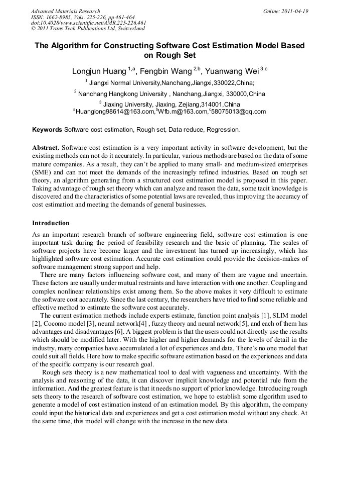 The Algorithm for Constructing Software Cost Estimation Model Based on ...