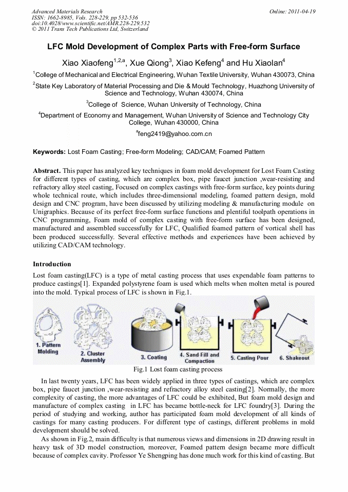 LFC Mold Development of Complex Parts with Free-Form Surface ...