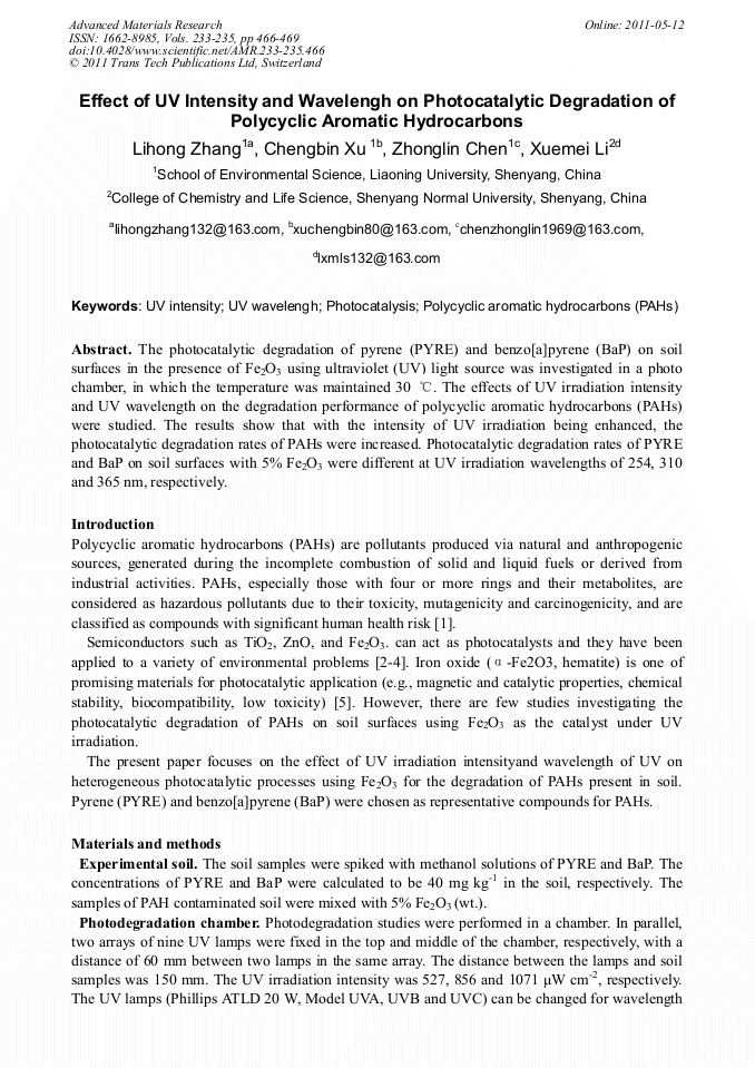 Effect of UV Intensity and Wavelengh on Photocatalytic Degradation of ...