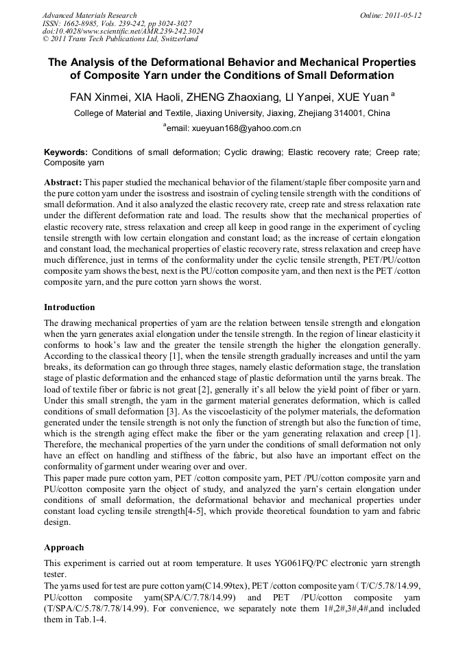 The Analysis of the Deformational Behavior and Mechanical Properties of ...