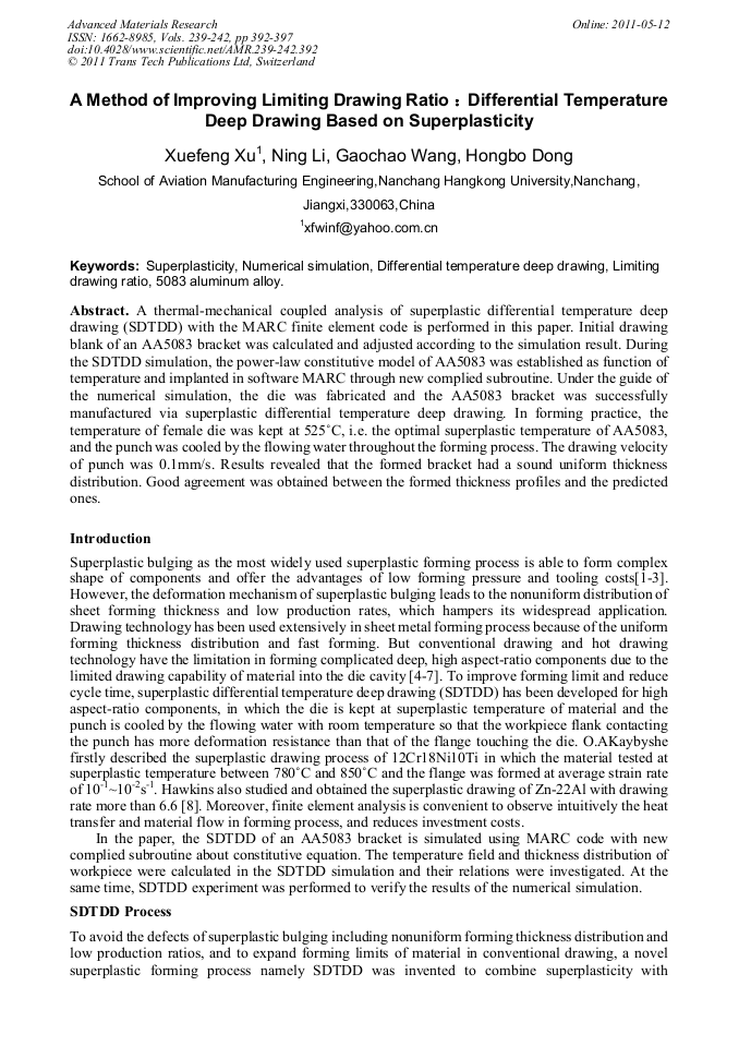 A Method of Improving Limiting Drawing Ratio：Differential Temperature ...