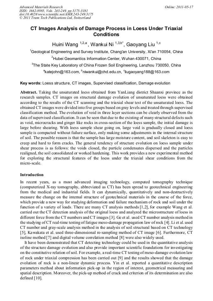 CT Images Analysis of Damage Process in Loess under Triaxial Conditions ...