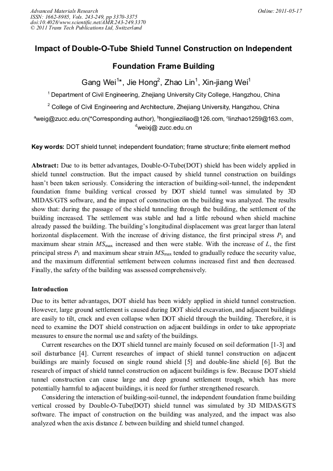 Impact of Double-O-Tube Shield Tunnel Construction on Independent ...
