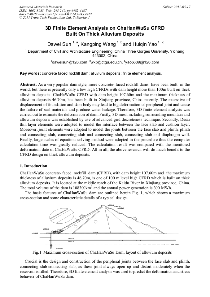 3D Finite Element Analysis on ChaHanWuSu CFRD Built on Thick Alluvium ...