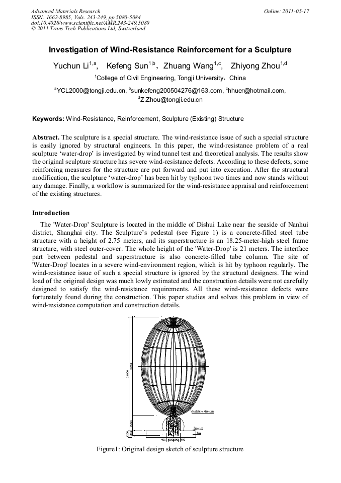 Investigation of Wind-Resistance Reinforcement for a Sculpture ...