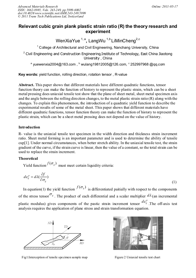 Relevant Cubic Grain Plank Plastic Strain Ratio (R) the Theory Research ...