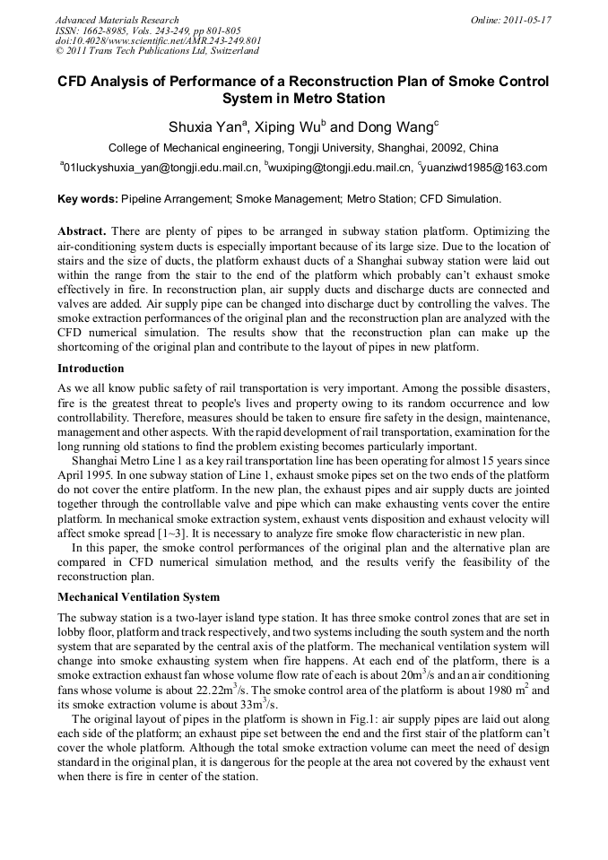 CFD Analysis of Performance of a Reconstruction Plan of Smoke Control ...