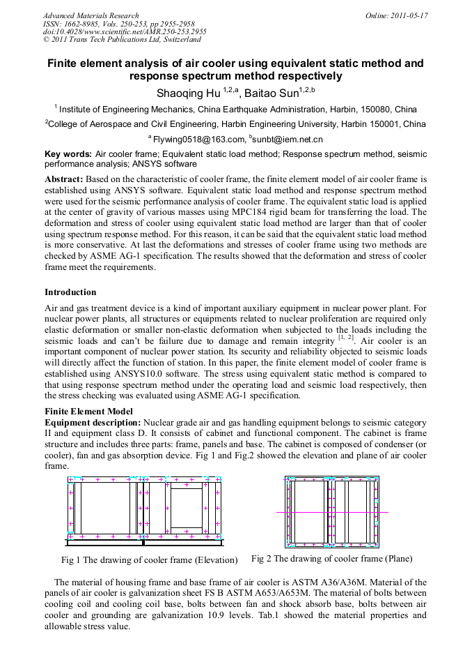 Finite Element Analysis of Air Cooler Using Equivalent Static Method ...