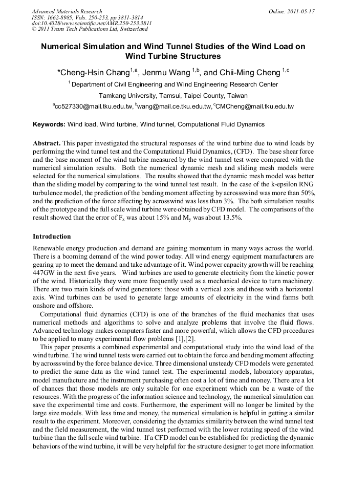 Numerical Simulation and Wind Tunnel Studies of the Wind Load on Wind ...