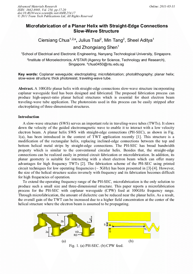 Microfabrication of a Planar Helix with Straight-Edge Connections Slow ...