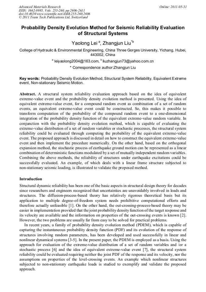 Probability Density Evolution Method for Seismic Reliability Evaluation of Structural Systems ...