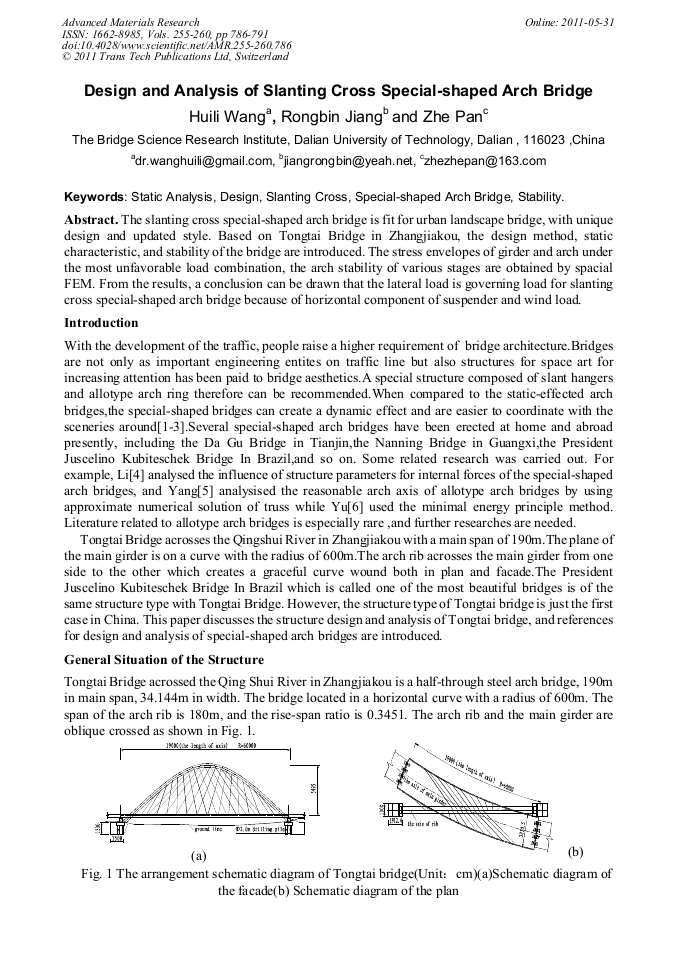 Design and Analysis of Slanting Cross Special-Shaped Arch Bridge ...