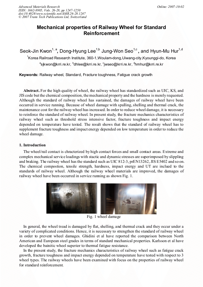 Mechanical Properties of Railway Wheel for Standard Reinforcement ...
