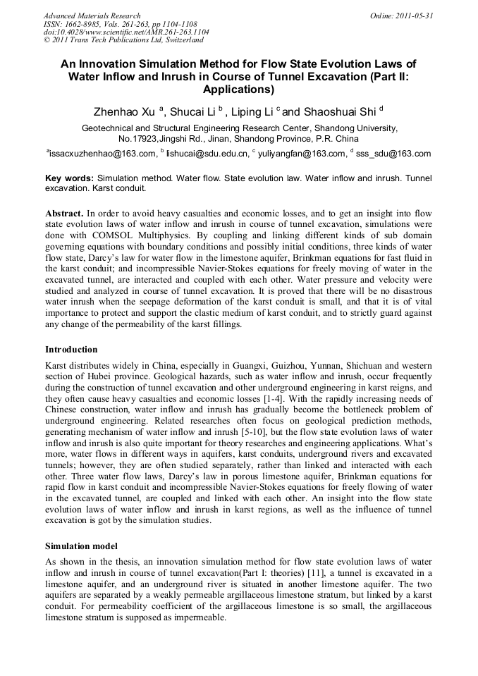 An Innovation Simulation Method for Flow State Evolution Laws of Water ...