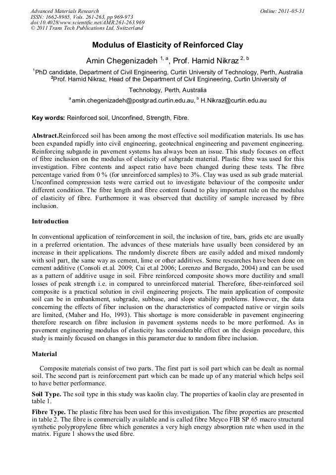 Modulus of Elasticity of Reinforced Clay | Scientific.Net