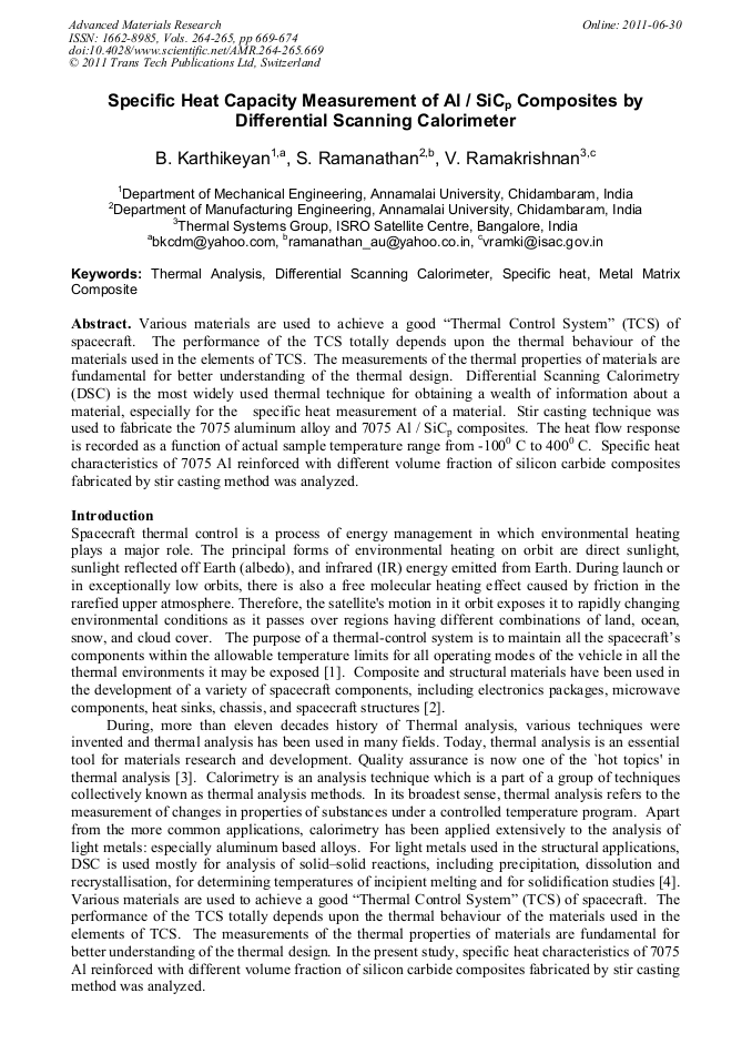 Specific Heat Capacity Measurement of Al / SiCp Composites by ...