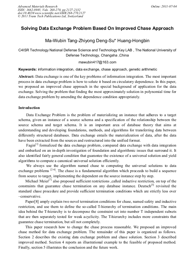 Solving Data Exchange Problem Based On Improved Chase Approach ...