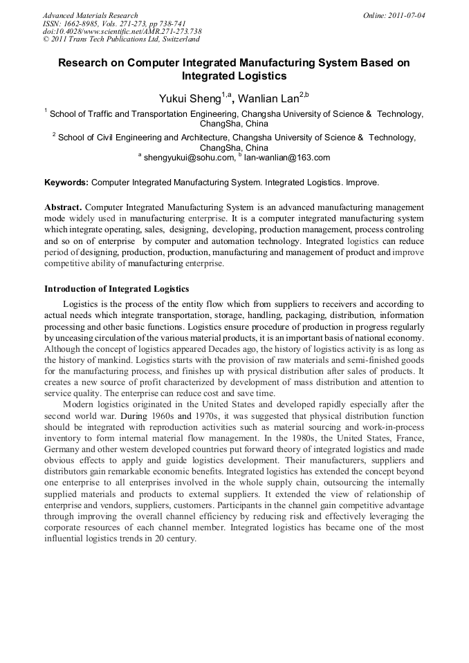 Research on Computer Integrated Manufacturing System Based on ...