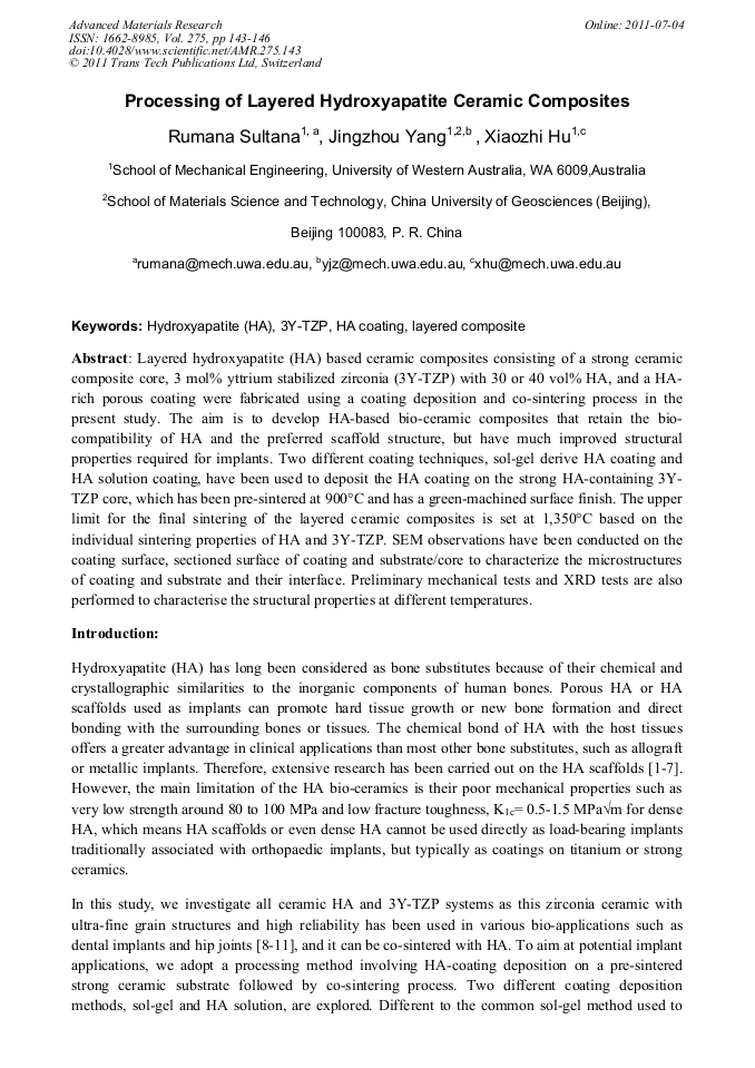 Processing of Layered Hydroxyapatite Ceramic Composites | Scientific.Net