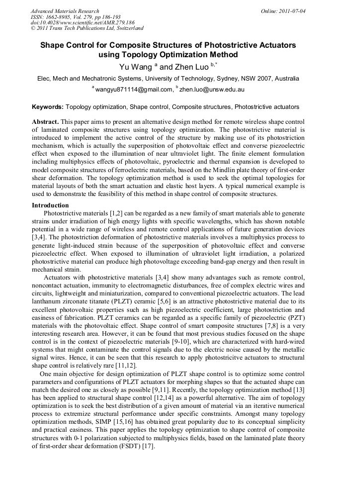 Shape Control for Composite Structures of Photostrictive Actuators ...