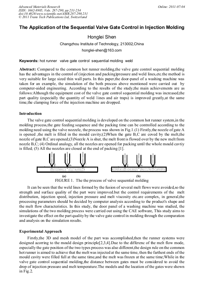 The Application of the Sequential Valve Gate Control in Injection ...