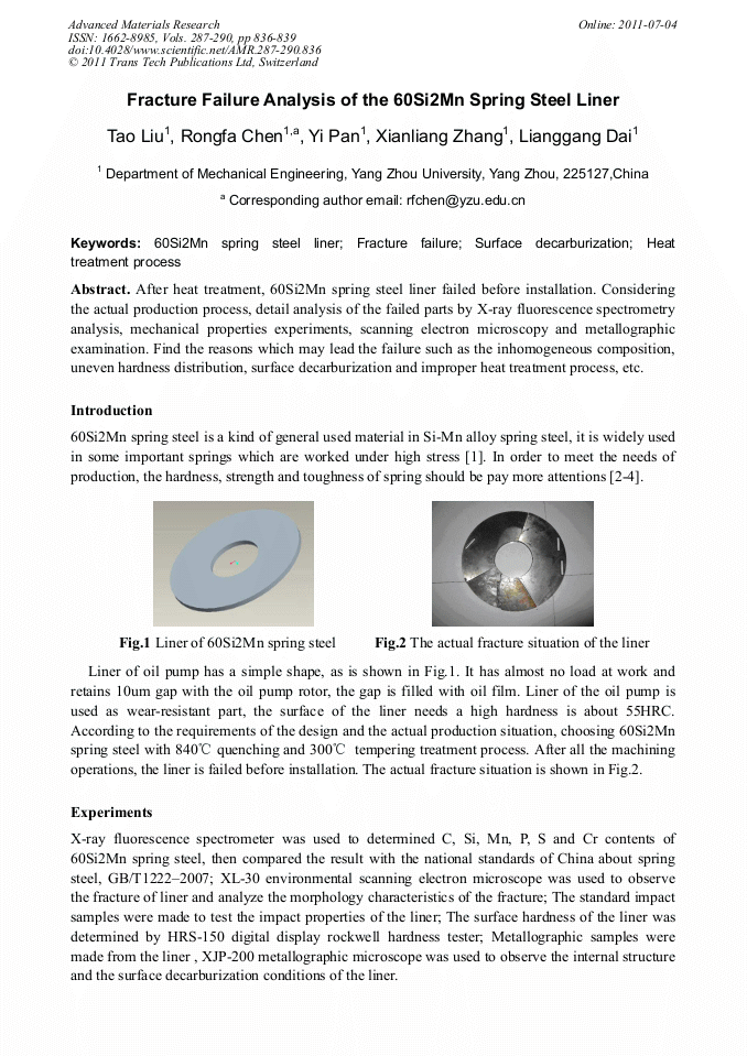 Fracture Failure Analysis of the 60Si2Mn Spring Steel Liner ...