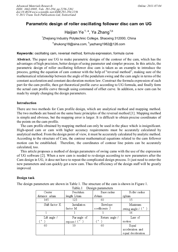 Parametric Design of Roller Oscillating Follower Disc Cam on UG ...